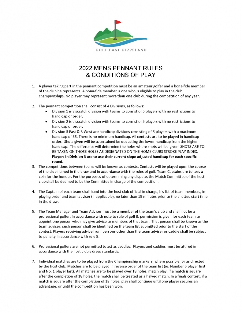Draw | Golf East Gippsland Inc.